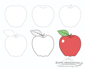 How to Draw an Apple Step by Step - EasyLineDrawing