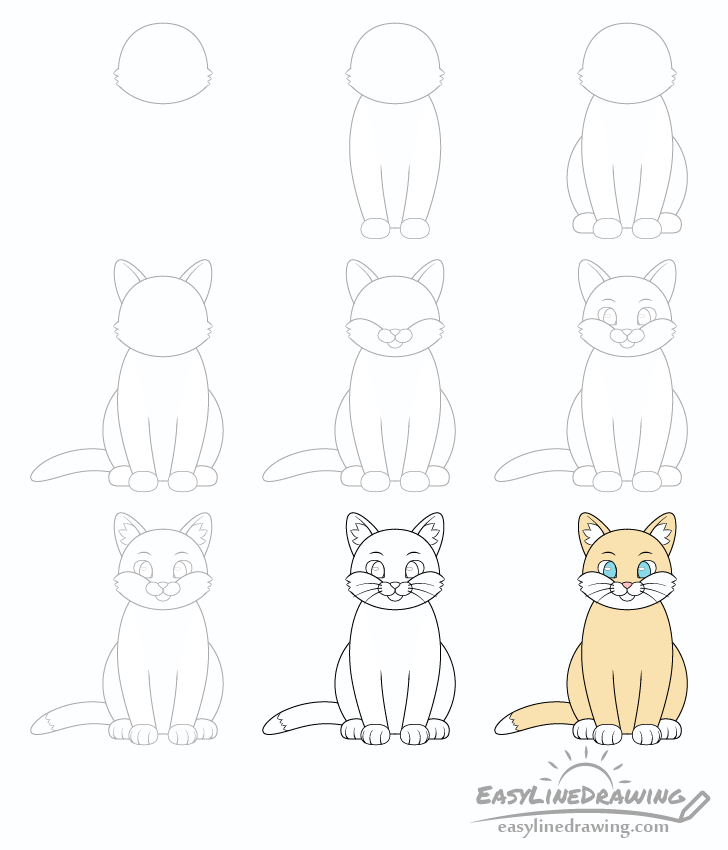 How To Draw A Cat Step By Step EasyLineDrawing
