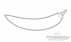 How to Draw a Hot Pepper Step by Step - EasyLineDrawing