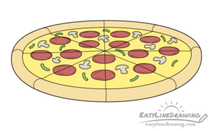 How to Draw a Pizza Step by Step - EasyLineDrawing