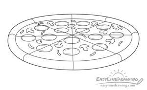 How to Draw a Pizza Step by Step - EasyLineDrawing