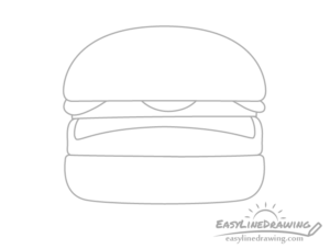 How to Draw a Burger Step by Step - EasyLineDrawing
