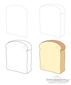 How to Draw a Slice of Bread or Toast Step by Step - EasyLineDrawing