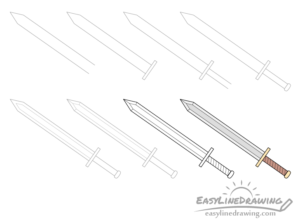 How to Draw a Sword Step by Step - EasyLineDrawing
