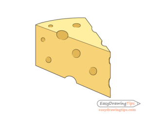 How to Draw Cheese Step by Step - EasyLineDrawing