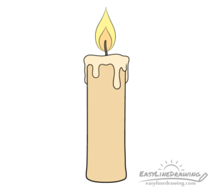 How to Draw a Candle Step by Step - EasyLineDrawing