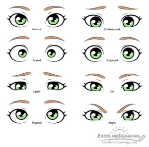 How to Draw Eye Expressions Step by Step - EasyLineDrawing