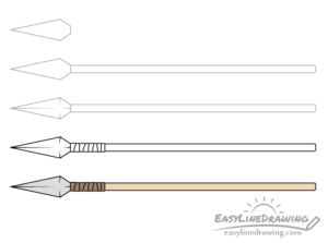 How to Draw a Spear Step by Step - EasyLineDrawing