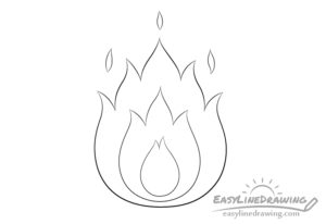 How to Draw Fire Step by Step - EasyLineDrawing