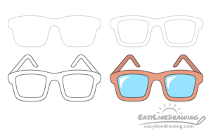 How to Draw Glasses Step by Step - EasyLineDrawing