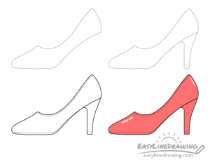 How to Draw a High Heel Shoe Step by Step - EasyLineDrawing