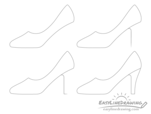 How to Draw a High Heel Shoe Step by Step - EasyLineDrawing