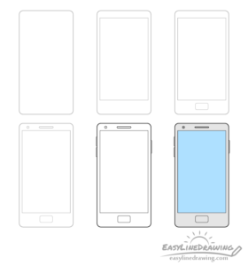 How to Draw a Mobile Phone Step by Step - EasyLineDrawing