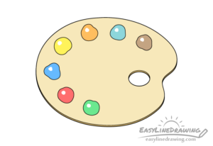 How to Draw a Paint Palette Step by Step - EasyLineDrawing