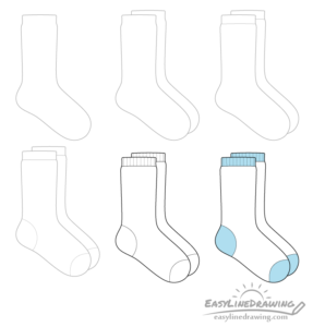How to Draw a Pair of Socks Step by Step - EasyLineDrawing