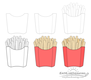 How to Draw Fries Step by Step - EasyLineDrawing