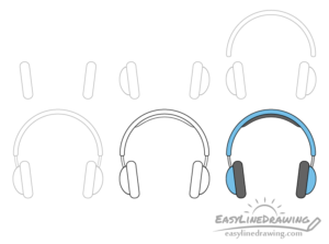 How to Draw Headphones Step by Step - EasyLineDrawing