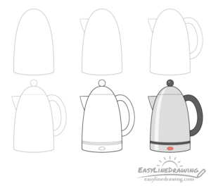 How to Draw a Kettle Step by Step - EasyLineDrawing