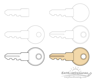 How to Draw a Key Step by Step - EasyLineDrawing