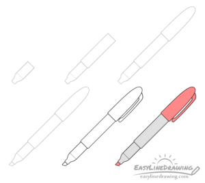 How to Draw a Marker Step by Step - EasyLineDrawing