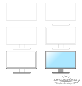 How to Draw a Monitor Step by Step - EasyLineDrawing