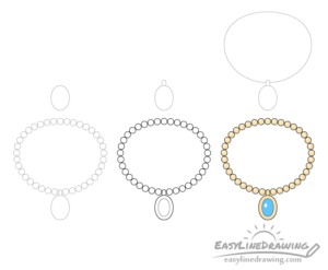 How to Draw a Necklace Step by Step - EasyLineDrawing