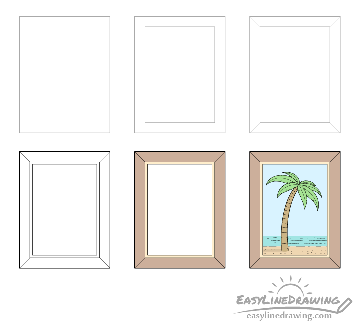How To Draw A Picture Frame Step By Step EasyLineDrawing Meopari
