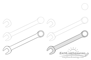 How to Draw a Wrench Step by Step - EasyLineDrawing