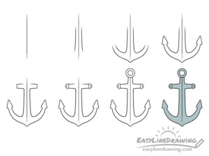 How to Draw an Anchor Step by Step - EasyLineDrawing