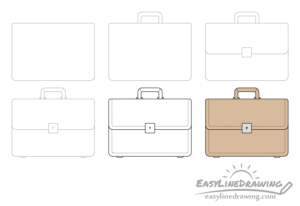 How to Draw a Briefcase in Six Steps - EasyLineDrawing