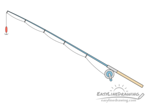 How to Draw a Fishing Pole Step by Step - EasyLineDrawing