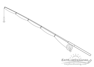 How to Draw a Fishing Pole Step by Step - EasyLineDrawing