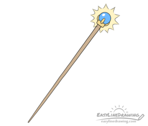 How to Draw a Magic Staff Step by Step - EasyLineDrawing
