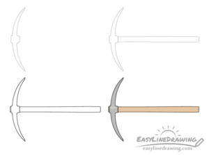 How to Draw a Mining Pick Step by Step - EasyLineDrawing