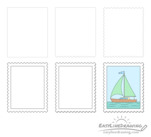 How to Draw a Stamp Step by Step - EasyLineDrawing
