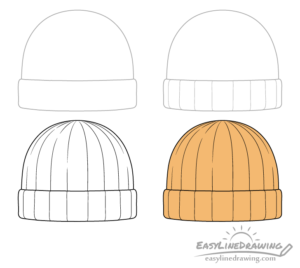 How to Draw a Beanie Hat Step by Step - EasyLineDrawing