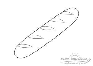 How to Draw a Baguette (French Bread) Step by Step - EasyLineDrawing