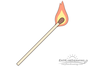 How to Draw a Match Step by Step - EasyLineDrawing