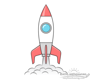 How to Draw a Rocket Step by Step - EasyLineDrawing