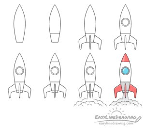 How to Draw a Rocket Step by Step - EasyLineDrawing