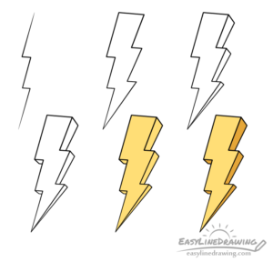 How to Draw a Lightning Bolt Step by Step - EasyLineDrawing