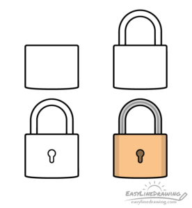 How to Draw a Lock Step by Step - EasyLineDrawing